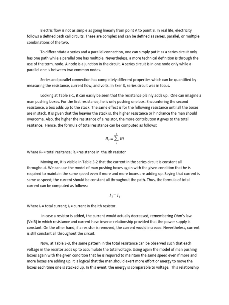 Exer 3 and 4 | PDF | Electrical Resistance And Conductance | Series And Parallel Circuits