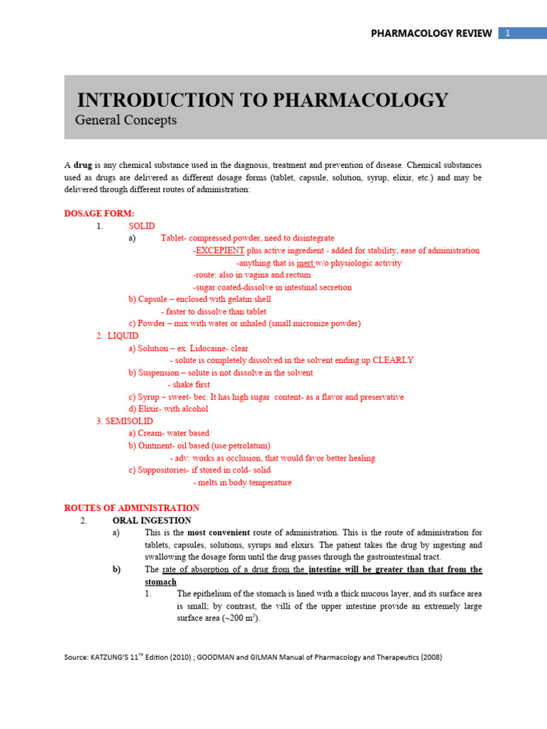 Introduction To Pharmacology | PDF | Cell Membrane | Injection (Medicine)