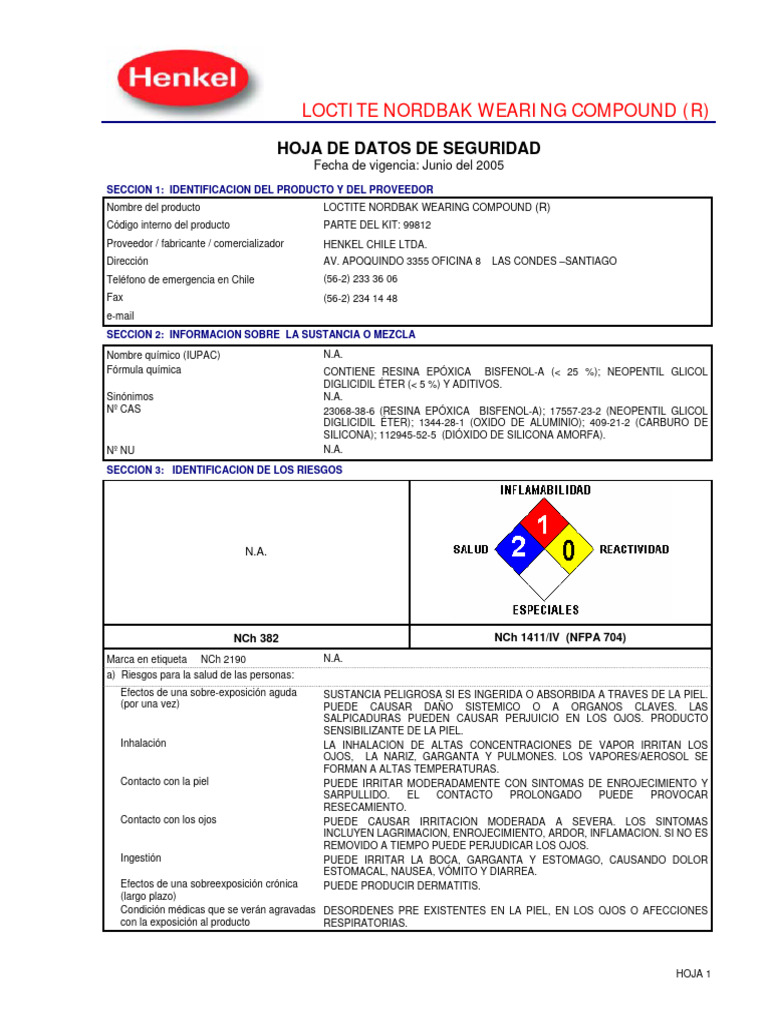 Msds Wearing 99812 Hoja Seguridad (R) | PDF | Residuos | Química