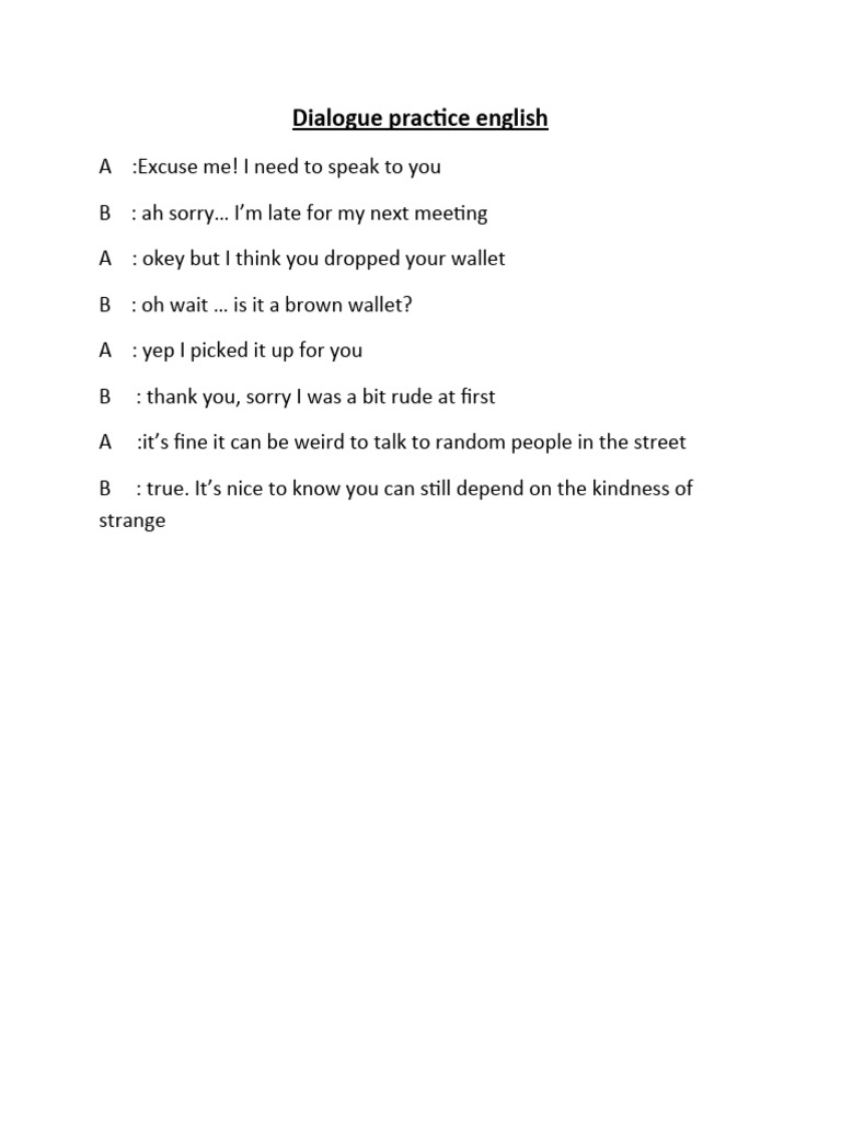 Dialogue Practice English | PDF