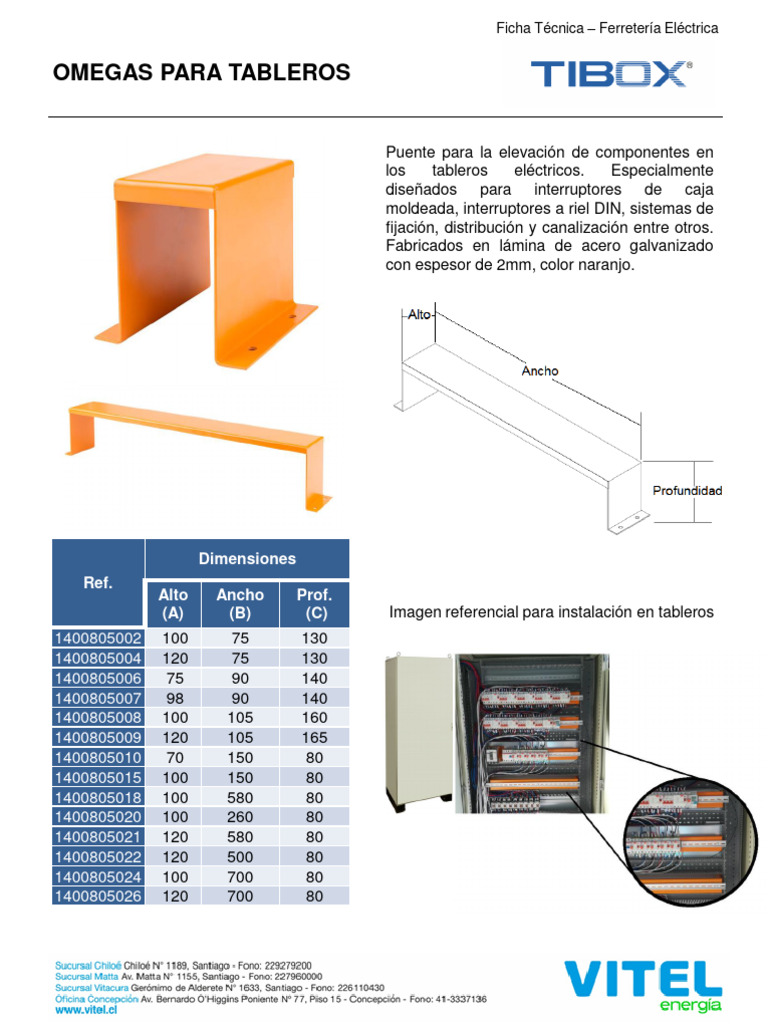 Dimensiones de Omegas para Tableros Eléctricos | PDF
