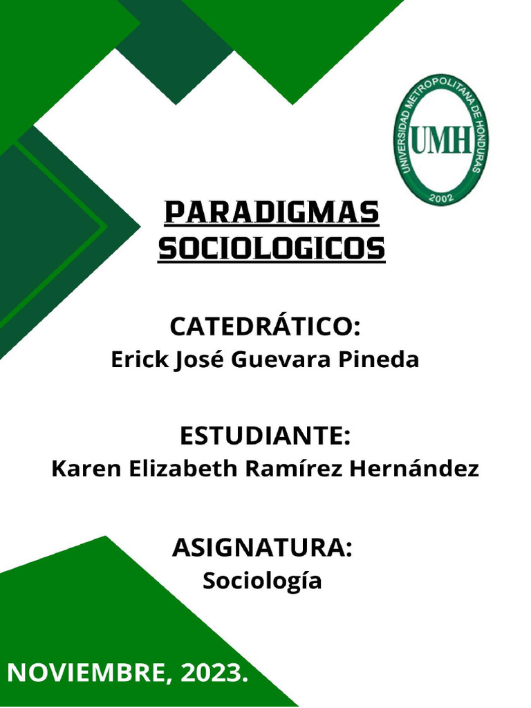 Cuadro Comparativo de Paradigmas Sociologícos | PDF | Sociología ...