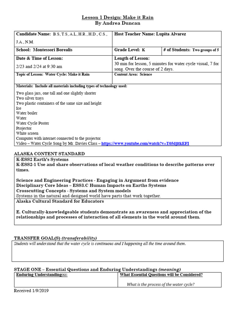Science Lesson - Water Cycle | PDF | Water | Water Cycle