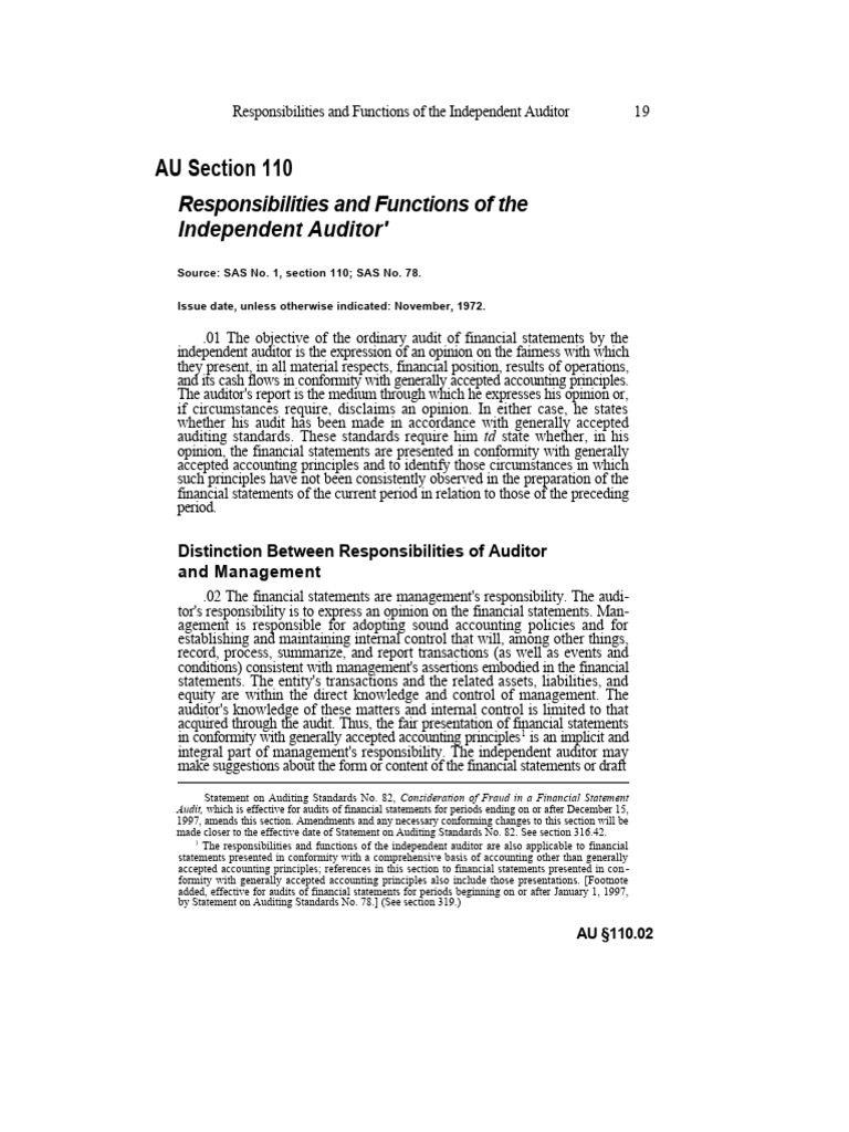 AU Section 110 | PDF | Audit | Financial Statement