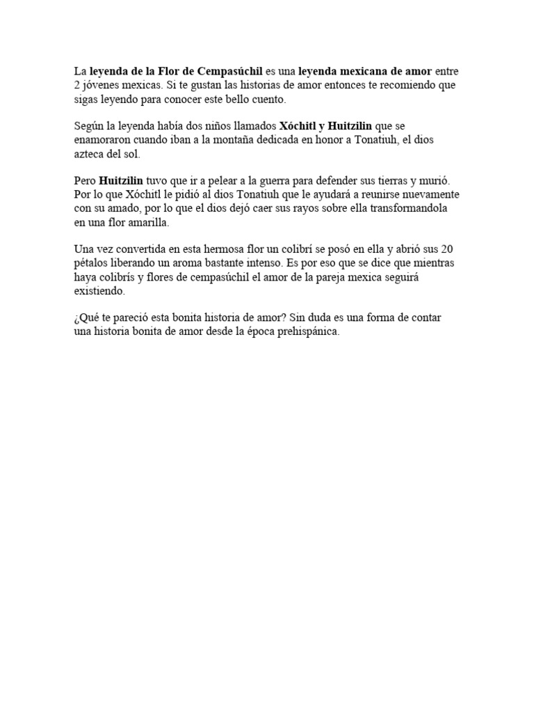 La Leyenda Del Cempasuchil | PDF