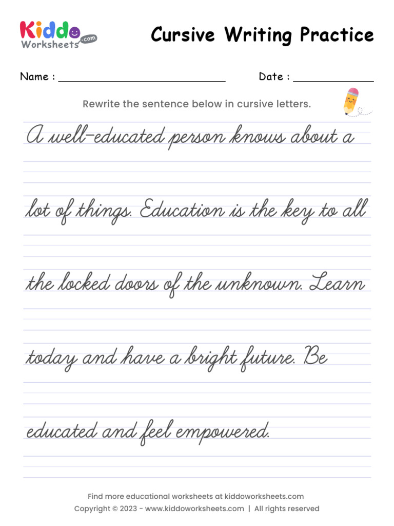 Cursive Writing Worksheet 3 | PDF