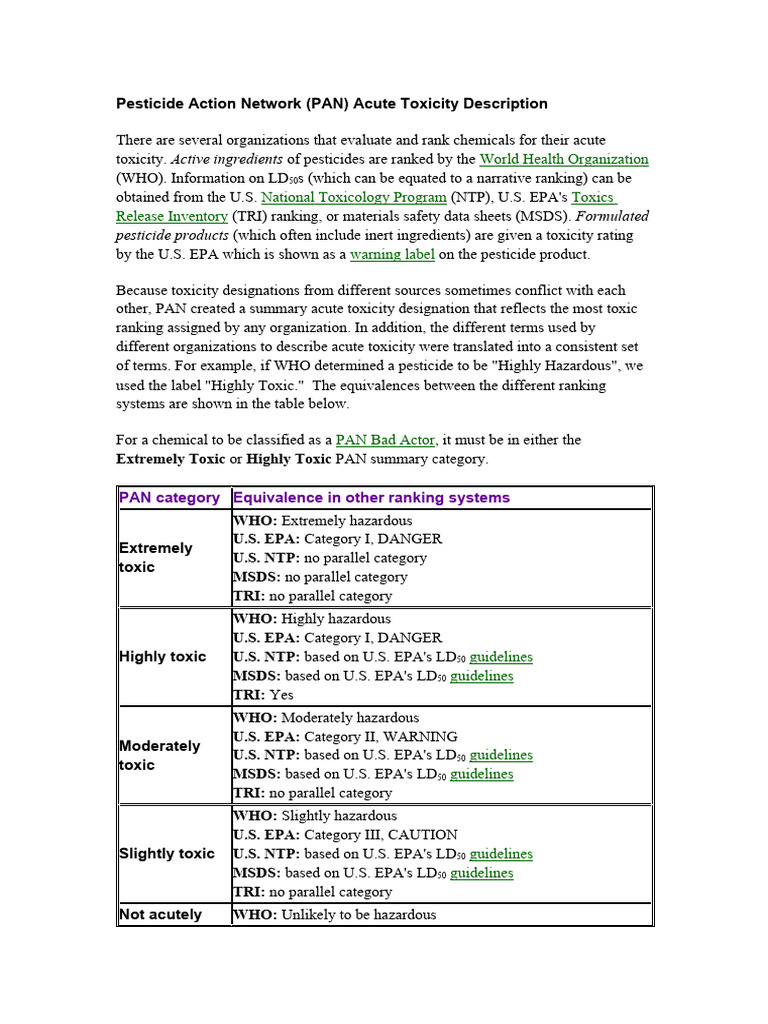 EPA Acute Toxicity Categories Explained | PDF | Toxicity | Pesticide