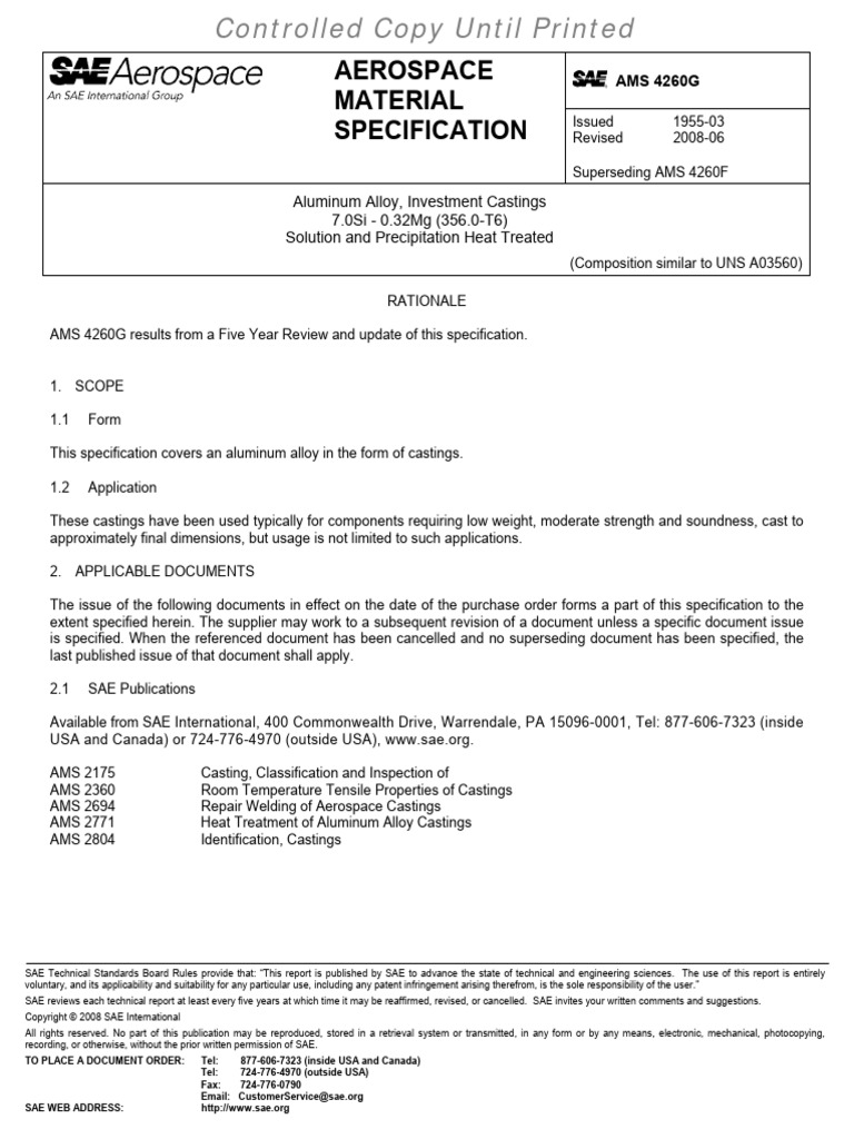 Ams 4260G | PDF | Heat Treating | Specification (Technical Standard)