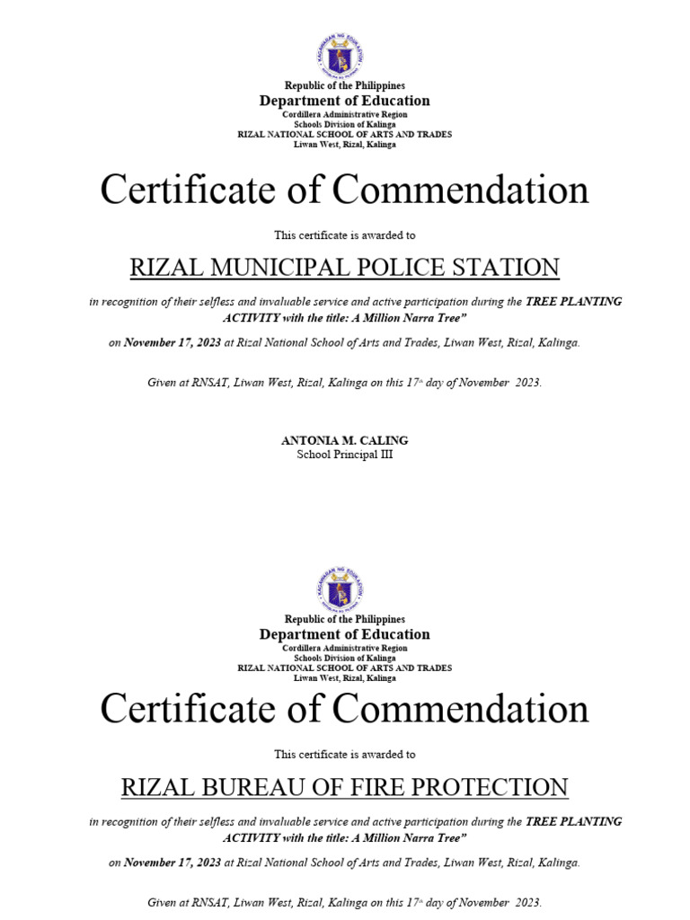 PNP Commendation for Tree Planting Event | PDF | Public Administration ...