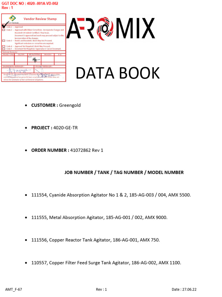 4020-001A-VD-002 Rev 1 - Data Book Index - Code1 | PDF | Materials ...