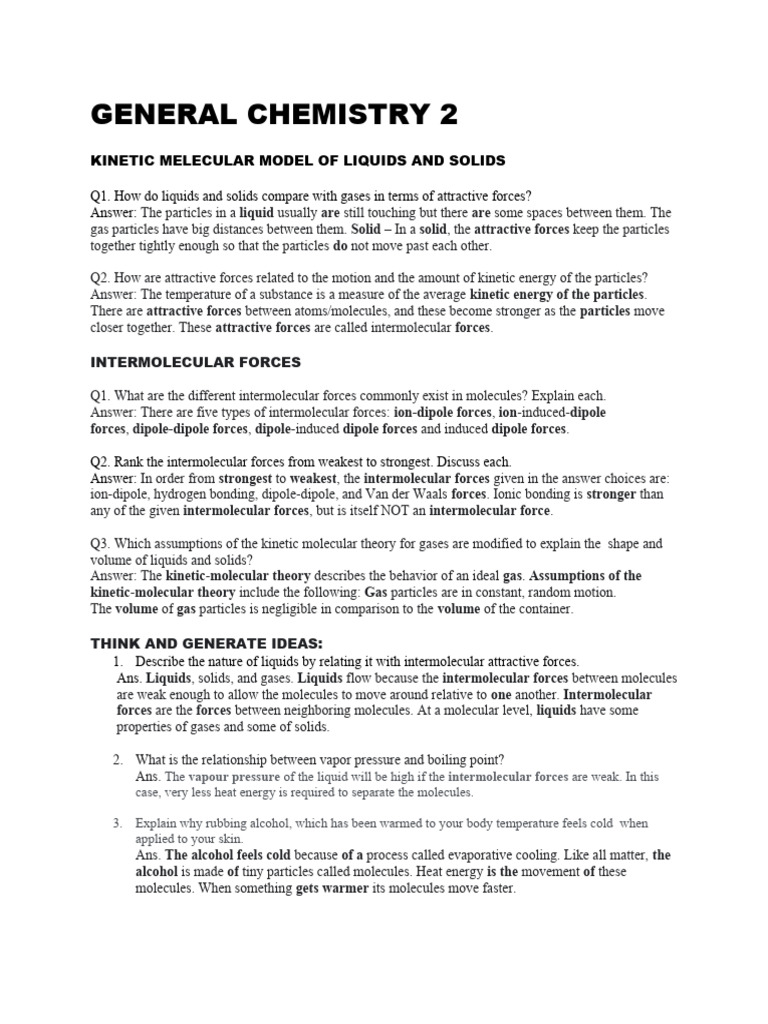 General Chemistry 2 | PDF | Intermolecular Force | Liquids