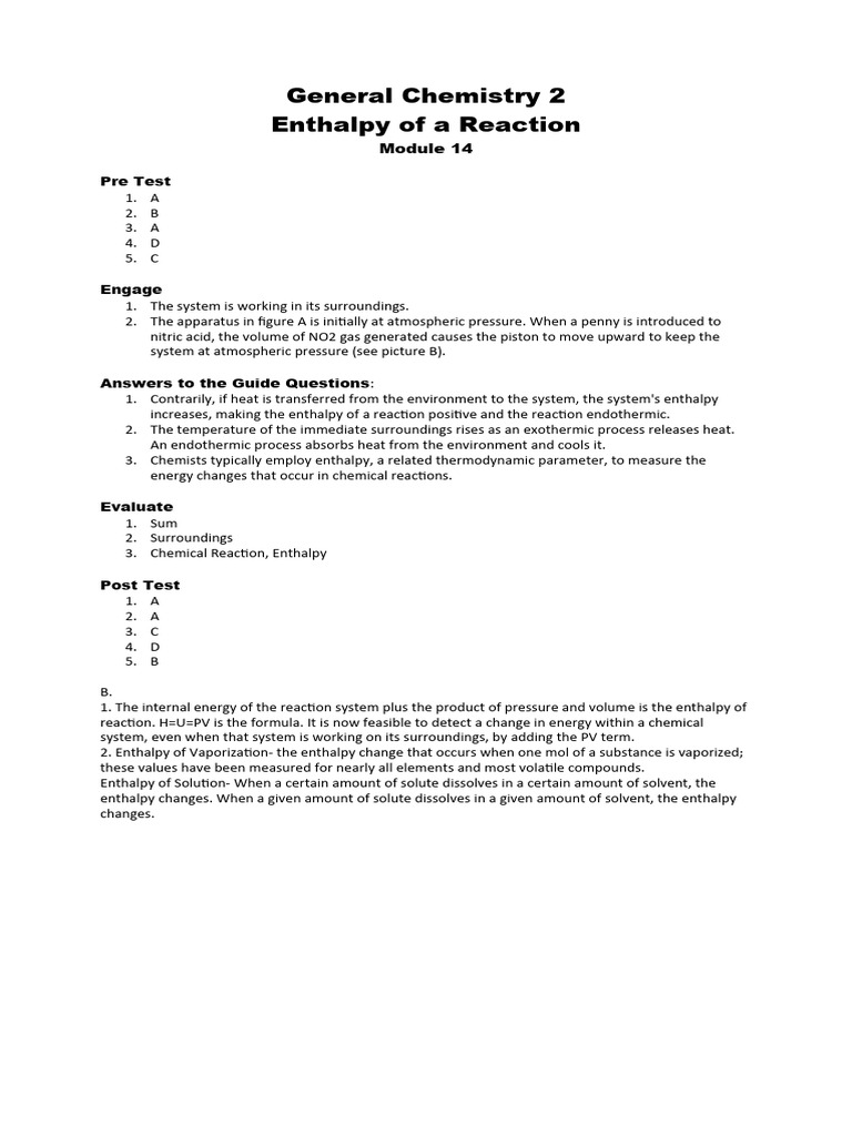 General Chemistry 2 Module 14 | PDF