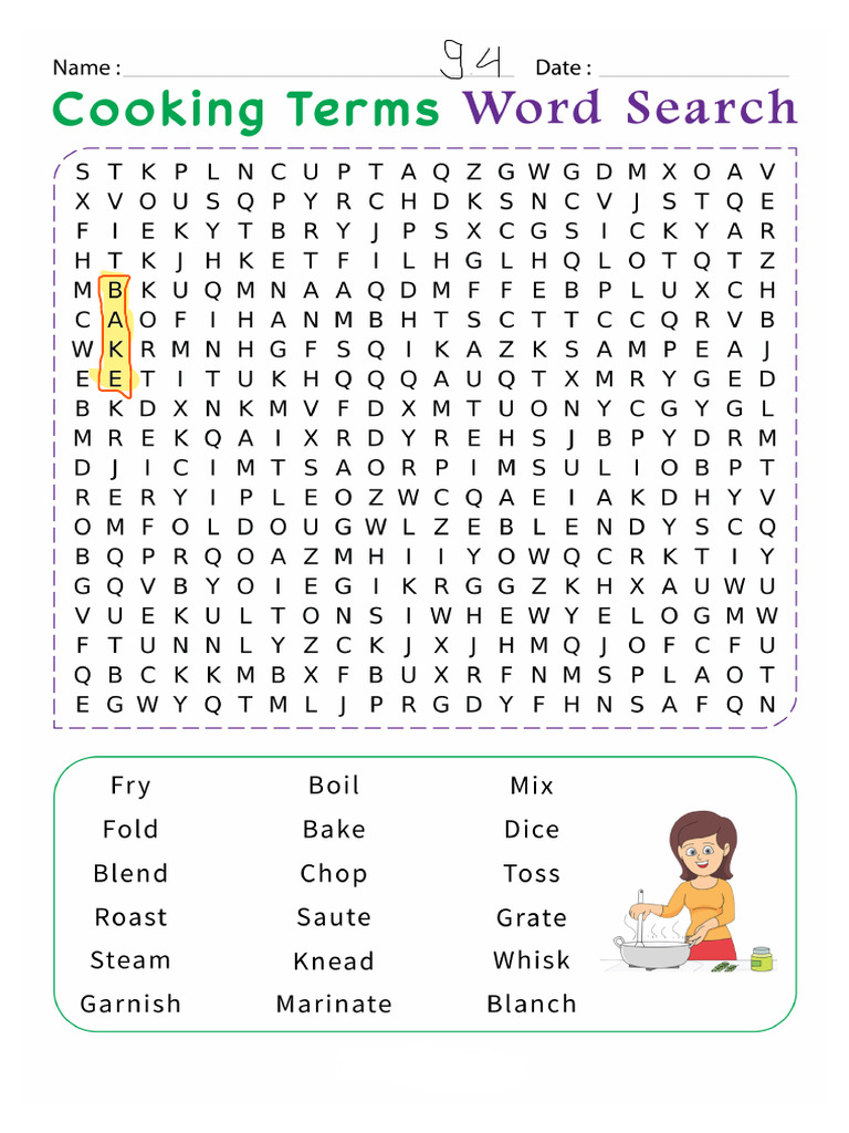 Cooking Terms Word Search | PDF