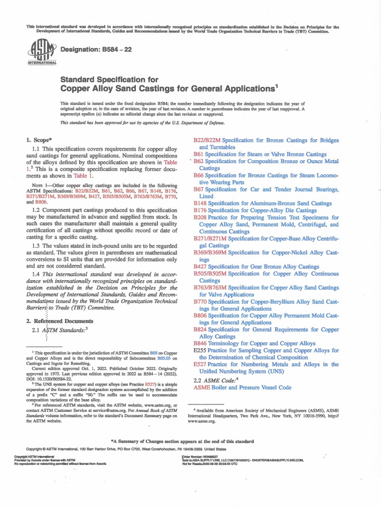 Astm B584 - 22 | PDF