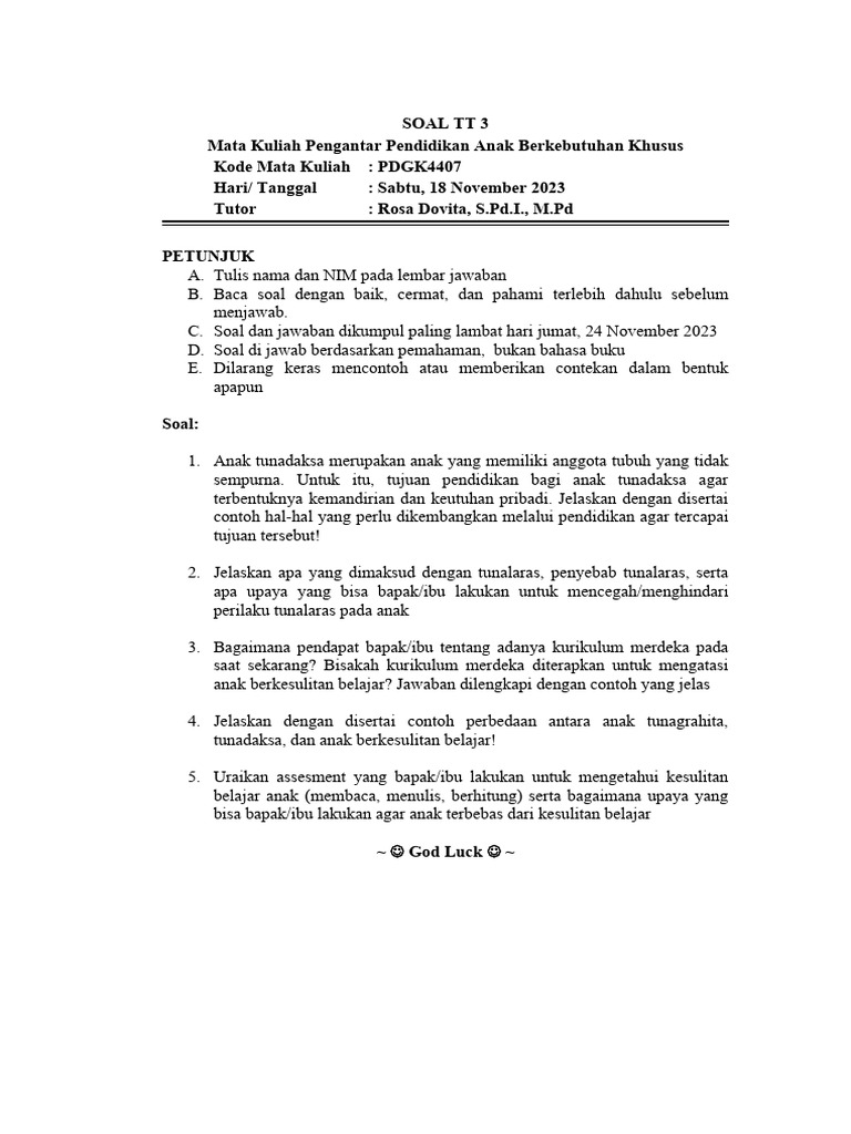 Soal Tt3 Pentar Abk | PDF