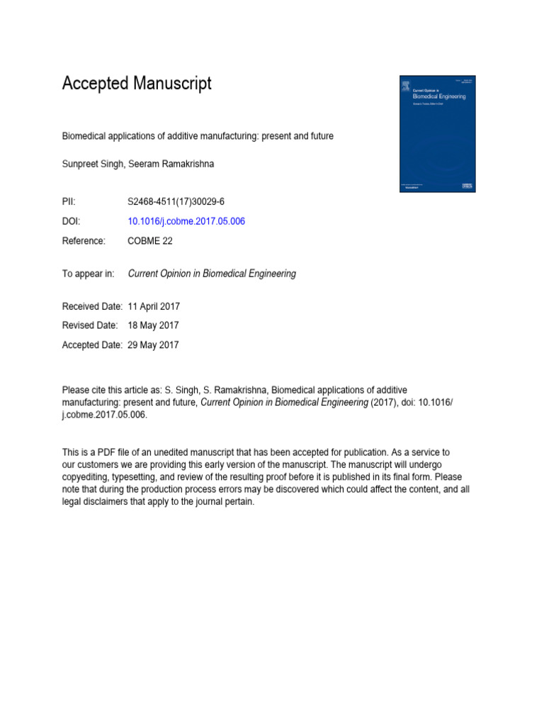Biomedical Applications of Additive Manufacturing Present and Future ...