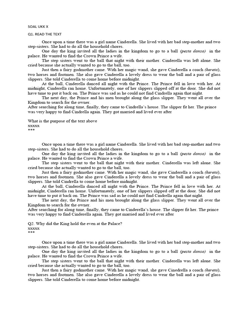 SOAL UKK X BING 23 | PDF | Cinderella | Fairies