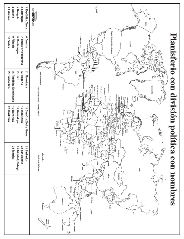 Mapa Mundi Con Division Politica Con Nombres para Imprimir | PDF ...