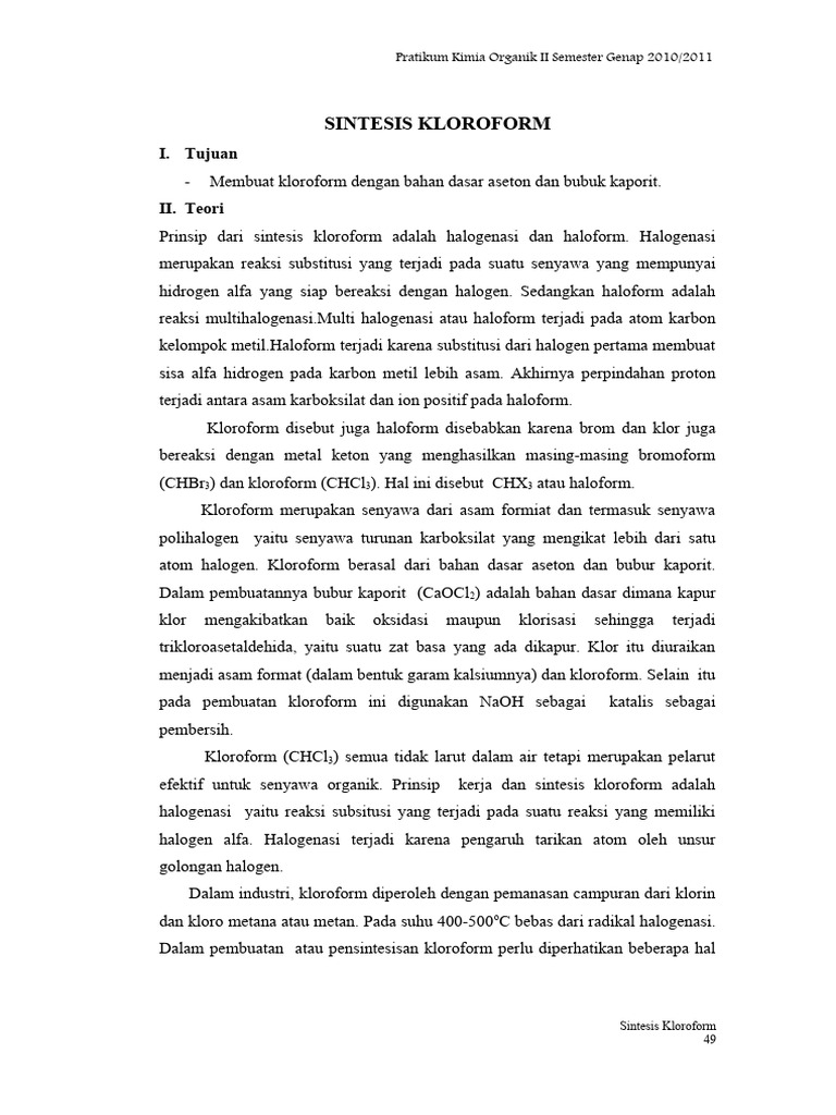 Panduan Sintesis Kloroform | PDF