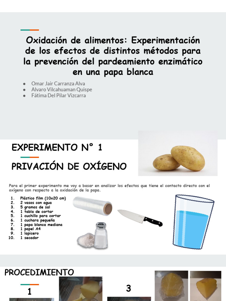 Oxidación de Alimentos: Experimentación de Los Efectos%2 | PDF ...