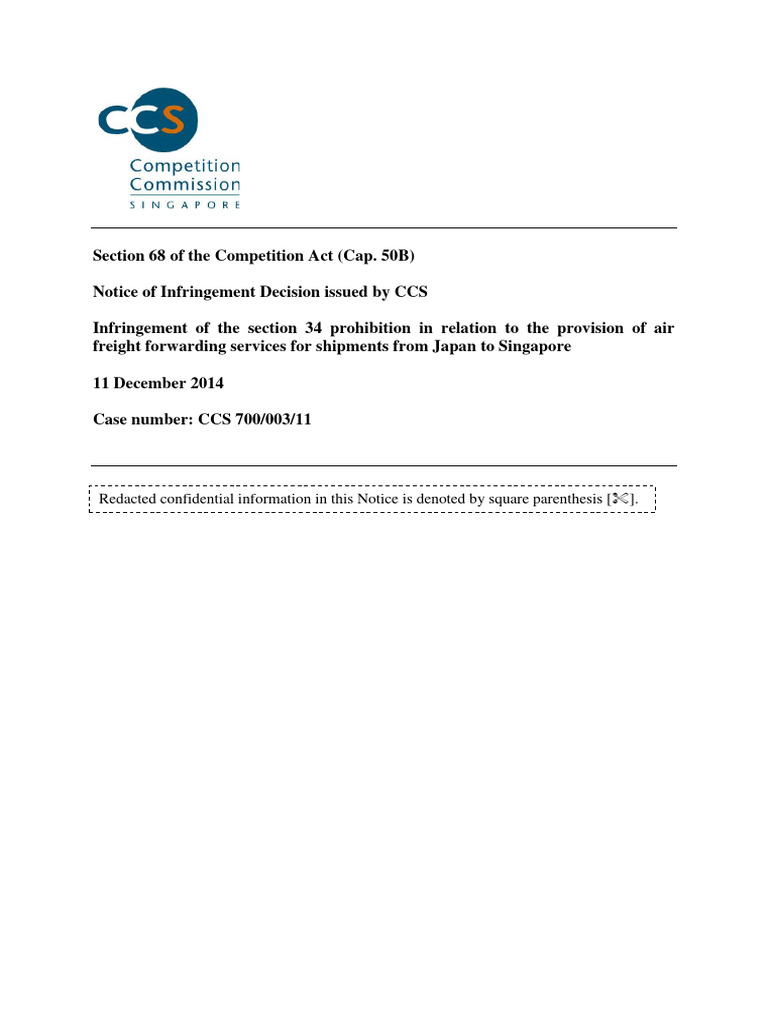 Air Freight Forwarding Infringement Decision Nonconfidentialpublic