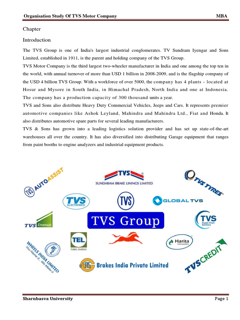 Organisation Study On Tvs | PDF | Corporate Social Responsibility ...