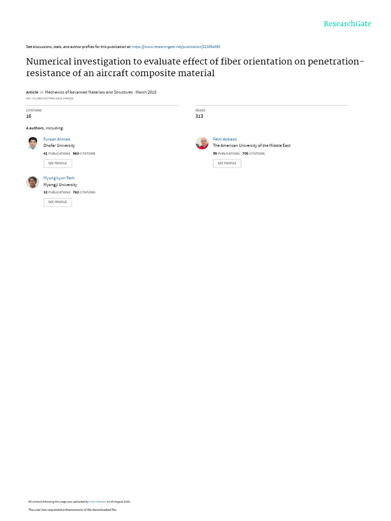 Numerical Investigation To Evaluate Effect of Fiber Orientation On ...