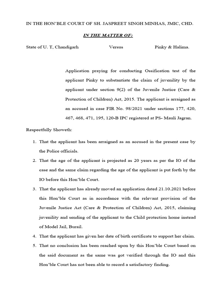 Ossification Test Application for Age Determination | PDF | Judiciaries ...