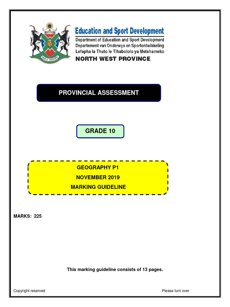 NW NSC GR 10 Geo p1 Eng Memo Nov 2019 | PDF | Earth | Plate Tectonics