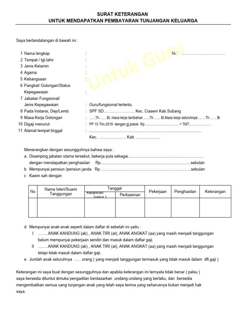 Blanko KP 4 2024 PNS Kepsek Dan Guru | PDF