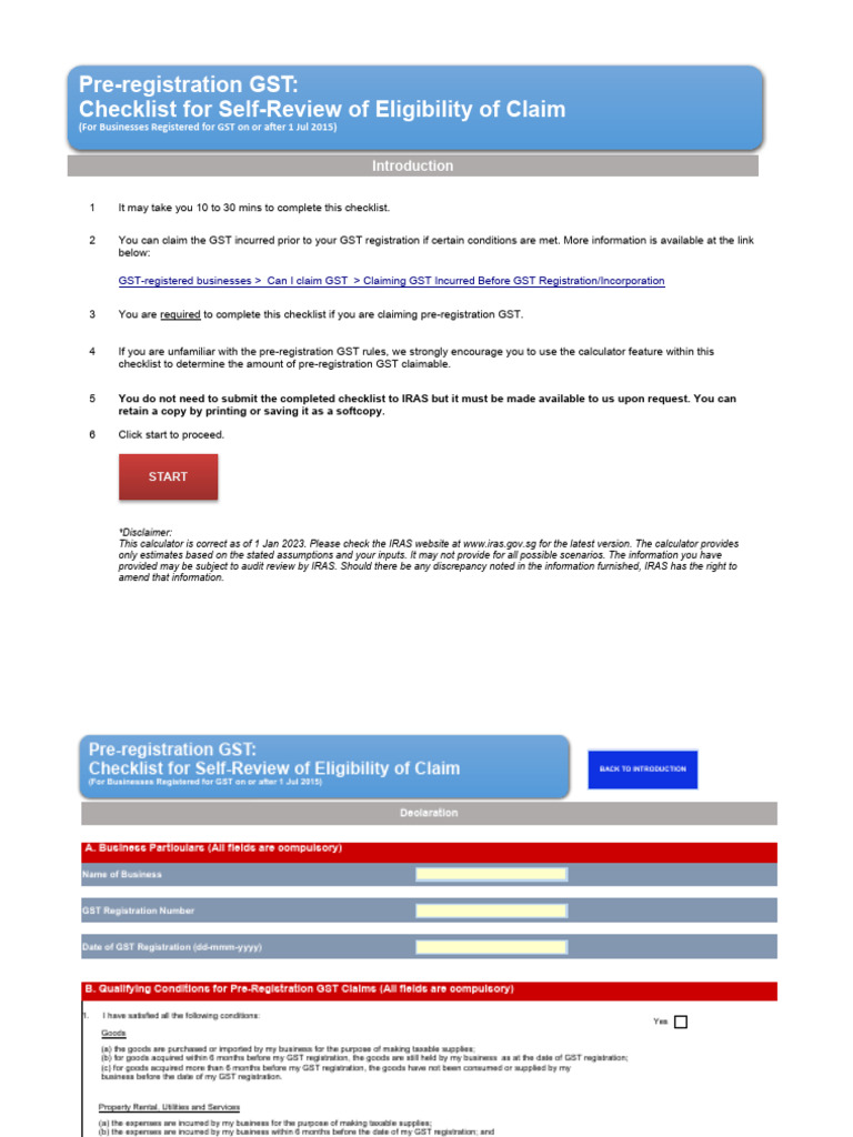 Pre-Registration GST Claim Checklist | PDF | Value Added Tax | Goods