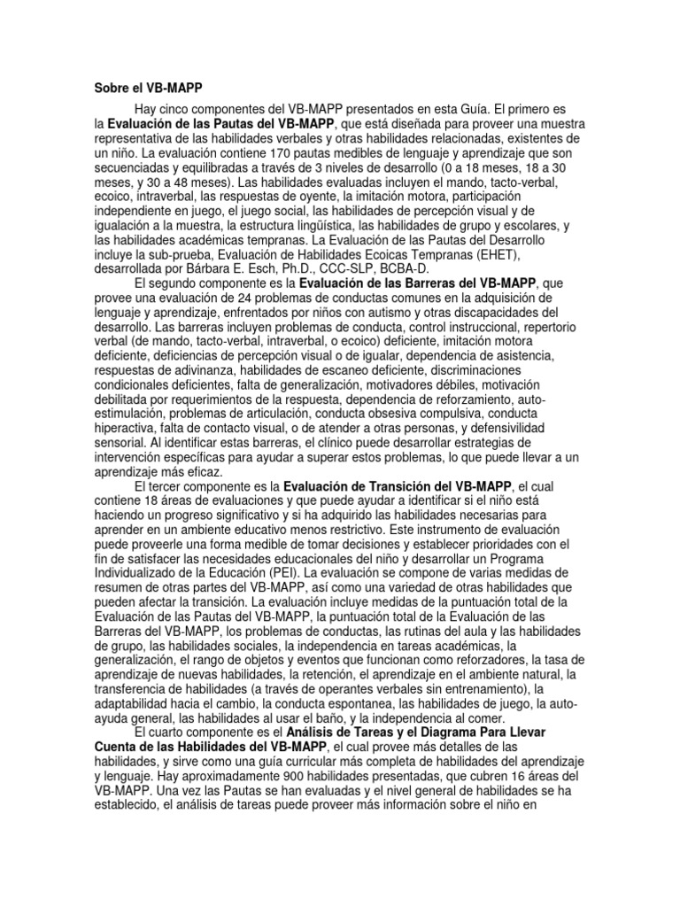 Vb-Mapp Guia General | PDF | Aprendizaje | Verbo