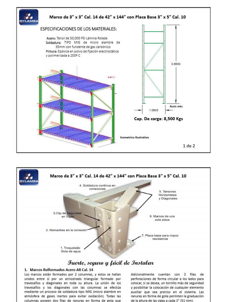 Ficha Técnica de Racks Industriales | PDF | Soldadura | Construcción