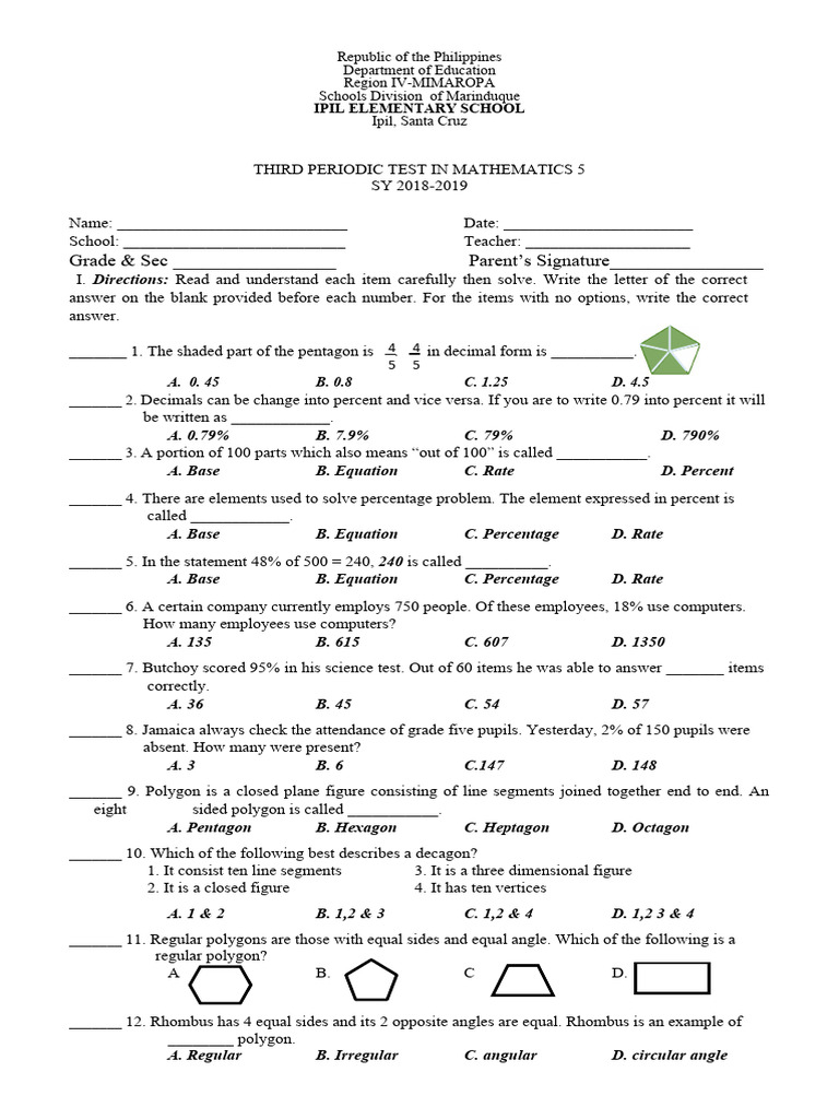 Math 5 | PDF | Circle | Geometric Shapes