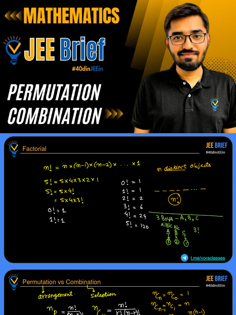 Permutation and Combination by NV Sir - JEE Brief | PDF