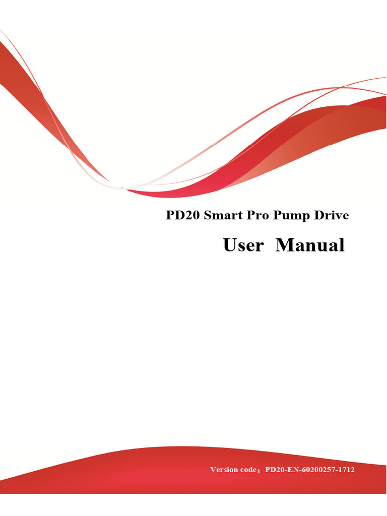 PD20 Samrt Pump Drive User Manual | PDF | Power Supply | Menu (Computing)