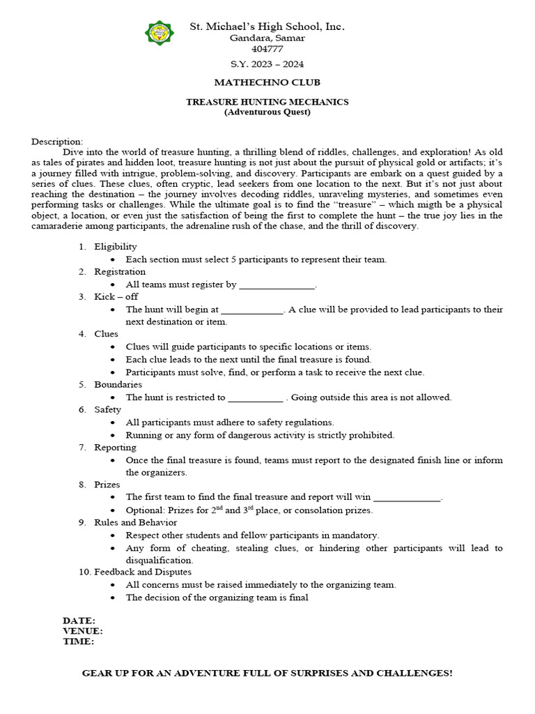 Treasure Hunting Mechanics | PDF