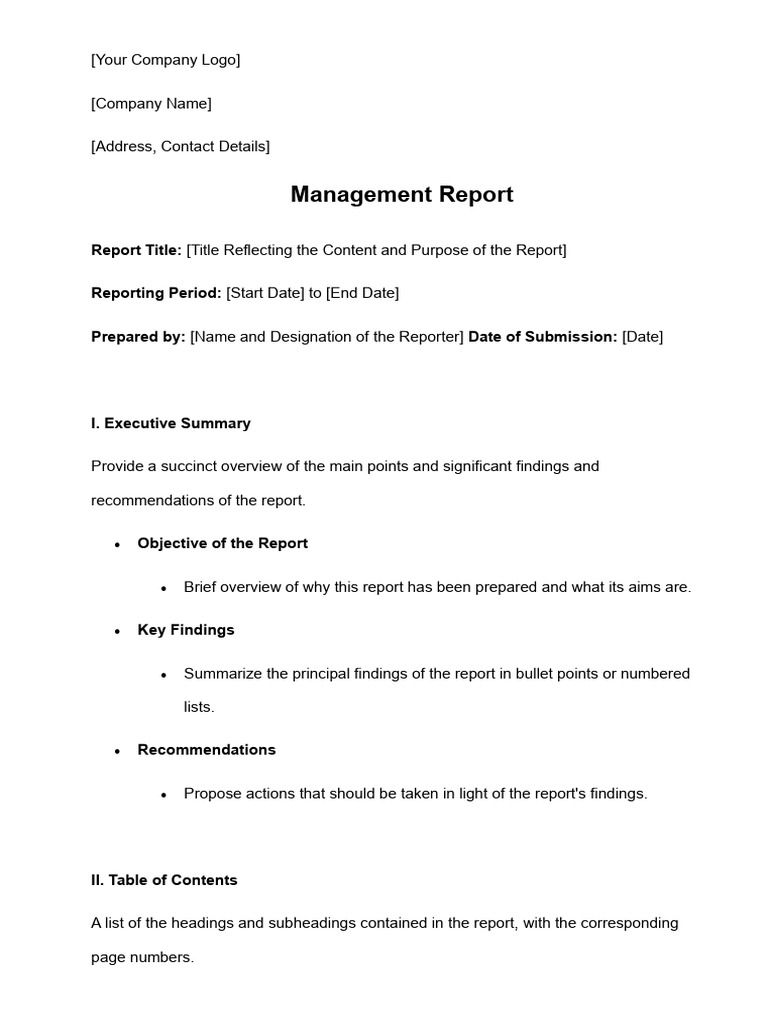 Management Report PDF Template | Download Free PDF | Risk | Equity ...