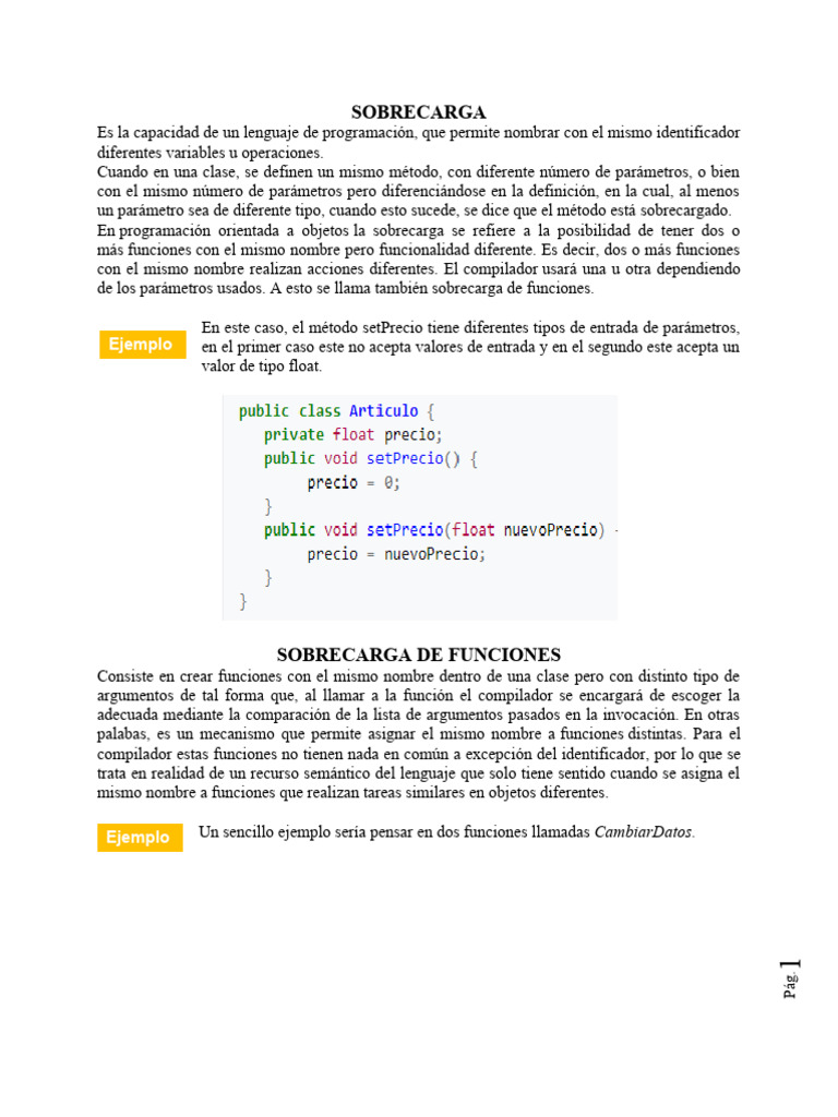 Sobrecarga Pdf Programación Constructor Programación Orientada A Objetos