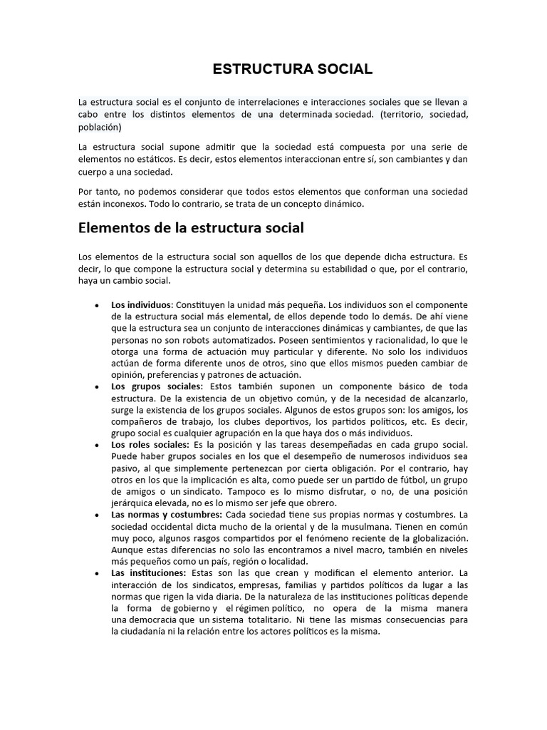 Estructura Social | PDF | Sociedad | Cambio social