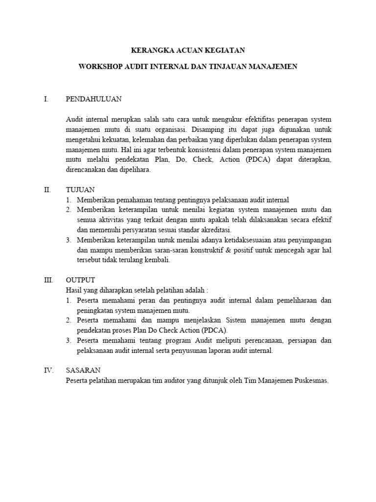 Kak Audit Internal PKM | PDF