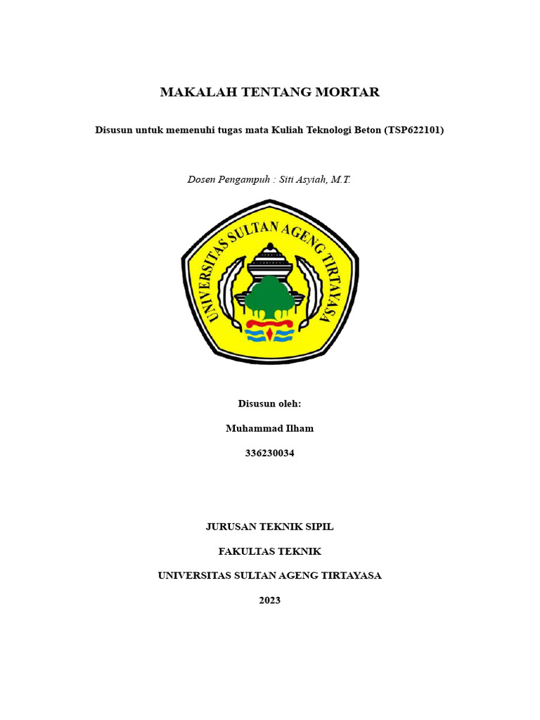 Definisi dan Fungsi Mortar Beton | PDF