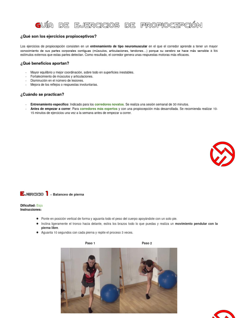 Guía Ejercicios de Propiocepción PDF | PDF | Corriendo