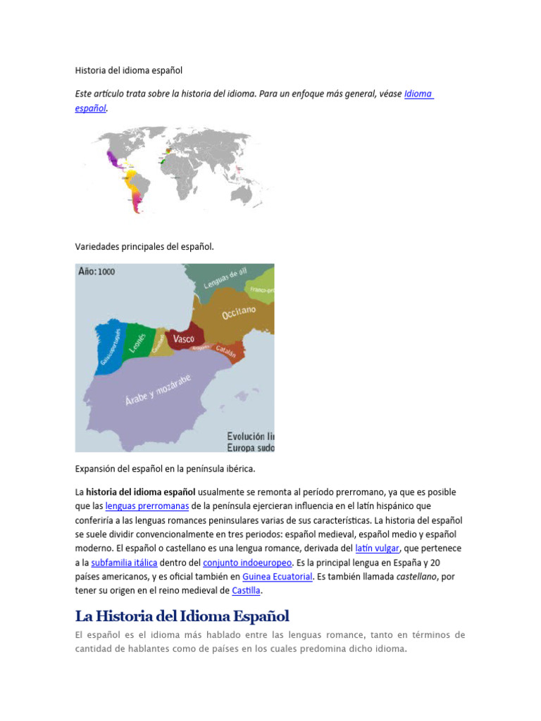 Historia Del Idioma Español | PDF | Lengua española