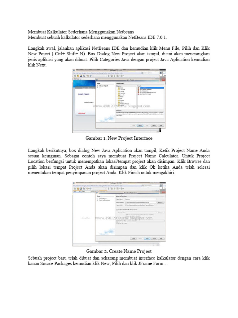 Membuat Kalkulator Sederhana Menggunakan Netbeans | PDF