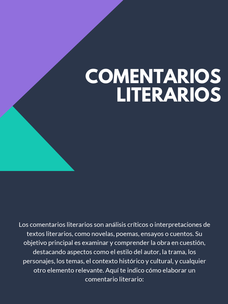 Comentarios Literarios Pdf Ensayos Autor