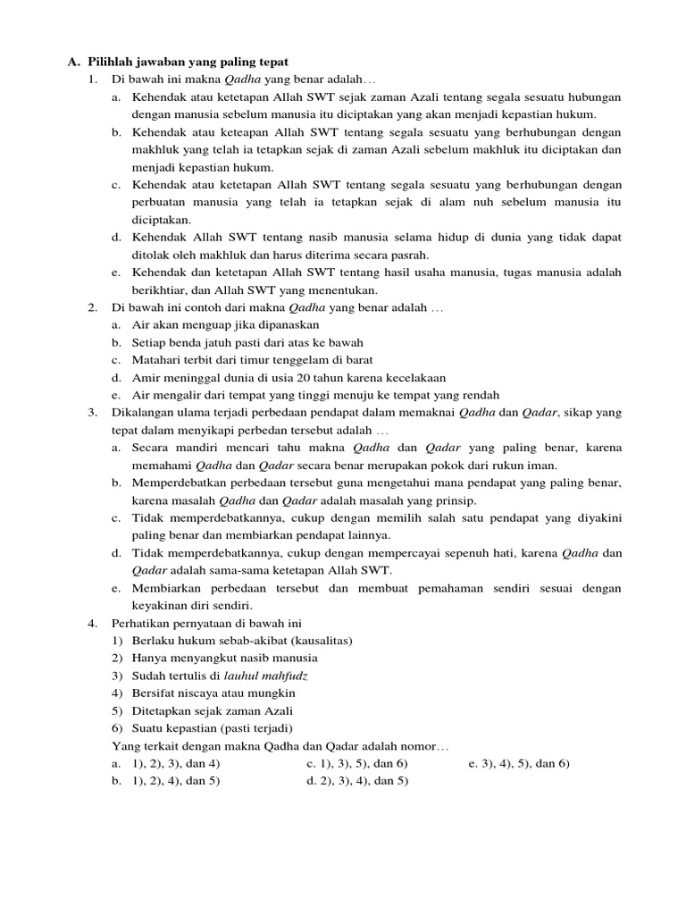 Soal Kelas Xii Pendidikan Akidah Akhlak Bu Neneng | PDF | Agama & Spiritualitas