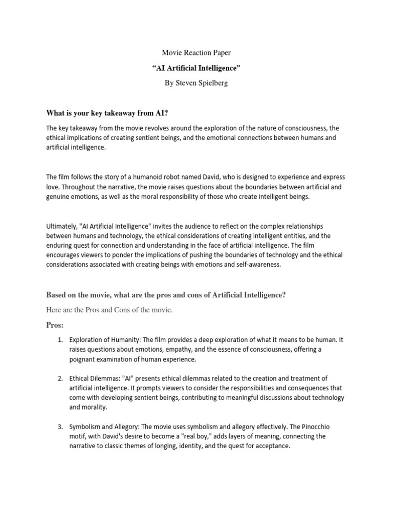 Movie Reaction Paper - Buenabajo | PDF | Artificial Intelligence ...
