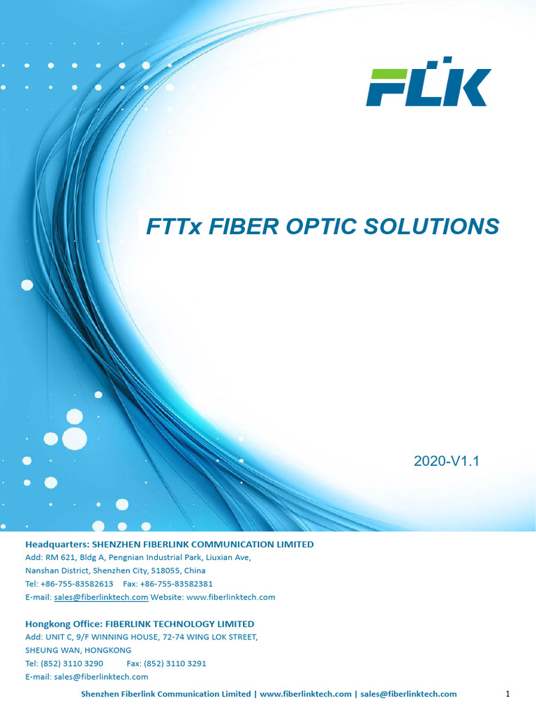 Fiberlink V1.1 Catalogue | PDF | Optical Fiber | Fiber To The X