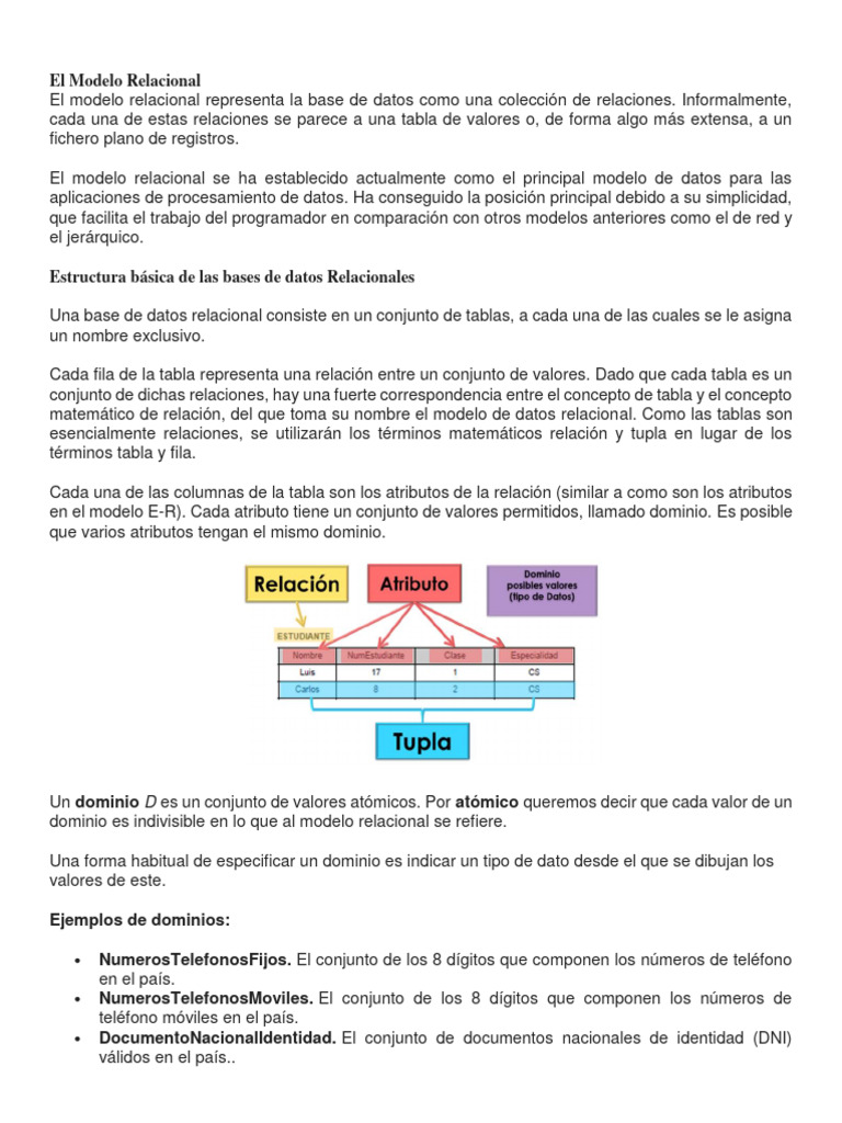 Introducción al Modelo Relacional | PDF | Base de datos relacional | Bases de datos